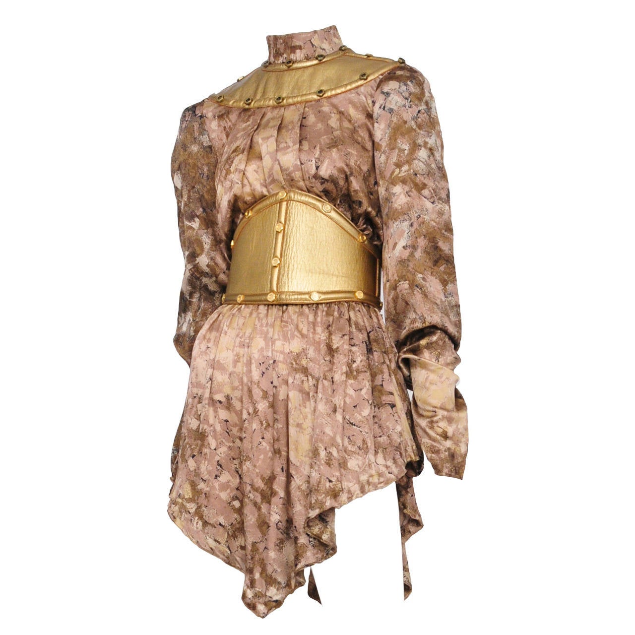 Thierry Mugler Rare Gold Tunic and Leather Belt at 1stDibs