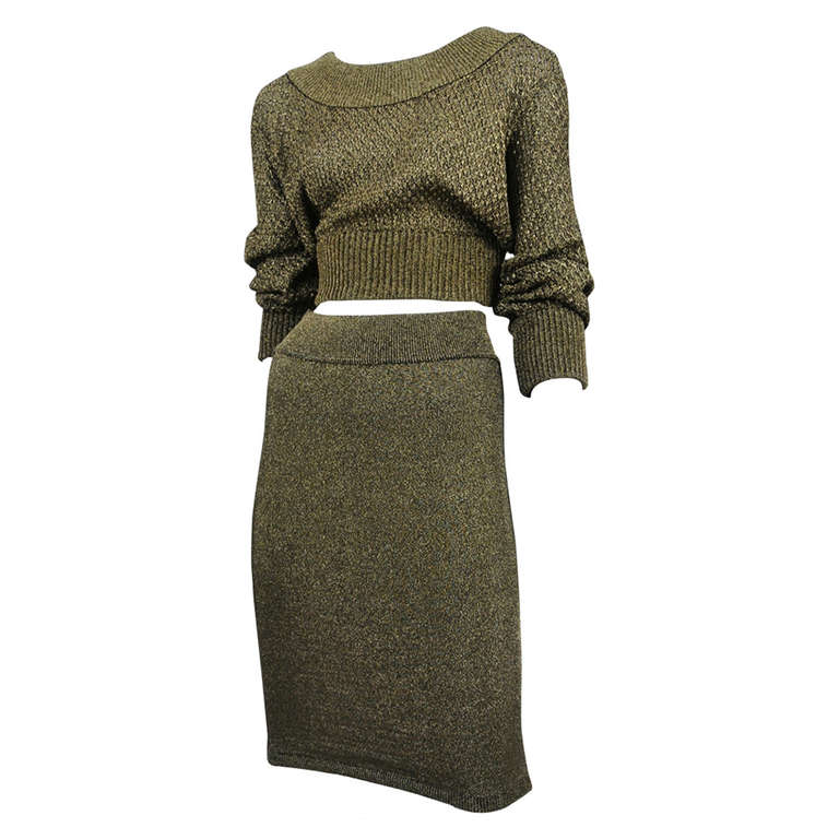 Alaia Gold Knit Two Piece at 1stDibs
