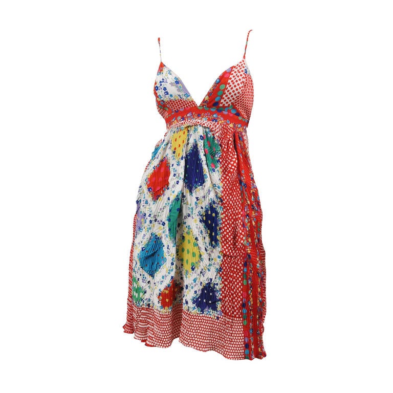 Multi Print Silk Versace Sun Dress at 1stDibs