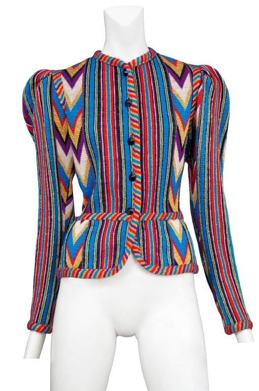 YSL Metallic Navajo Sweater Jacket at 1stDibs