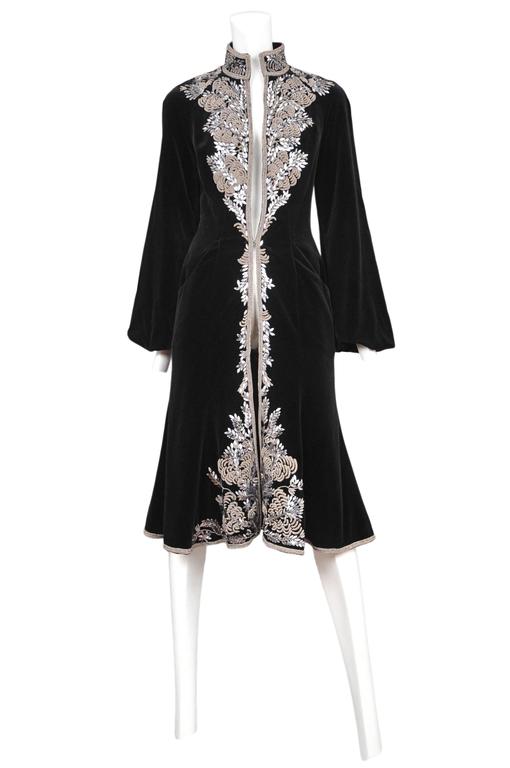 McQueen Embroidered Velvet Coat at 1stDibs
