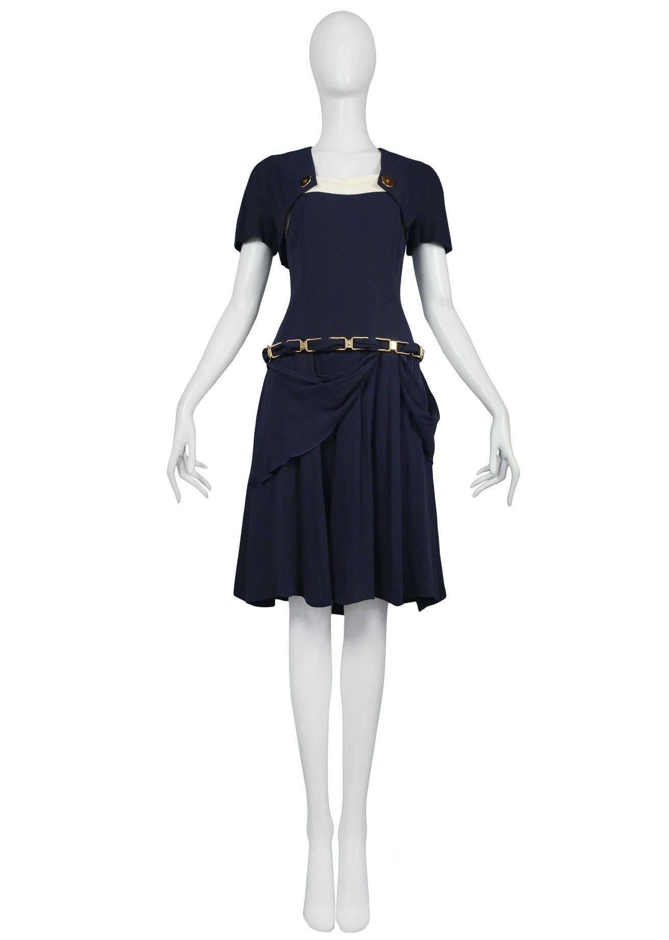 Vintage Chanel Iconic Belted Nautical Dress at 1stDibs
