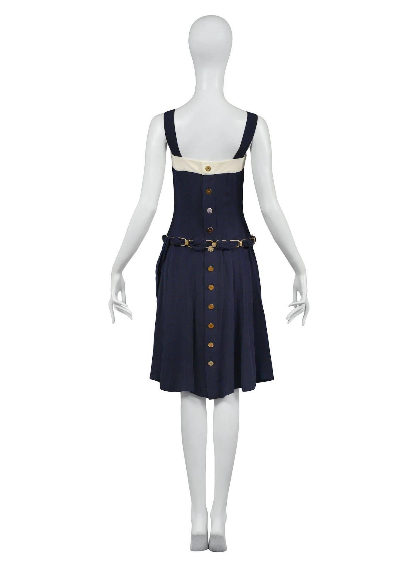 Vintage Chanel Iconic Belted Nautical Dress at 1stDibs