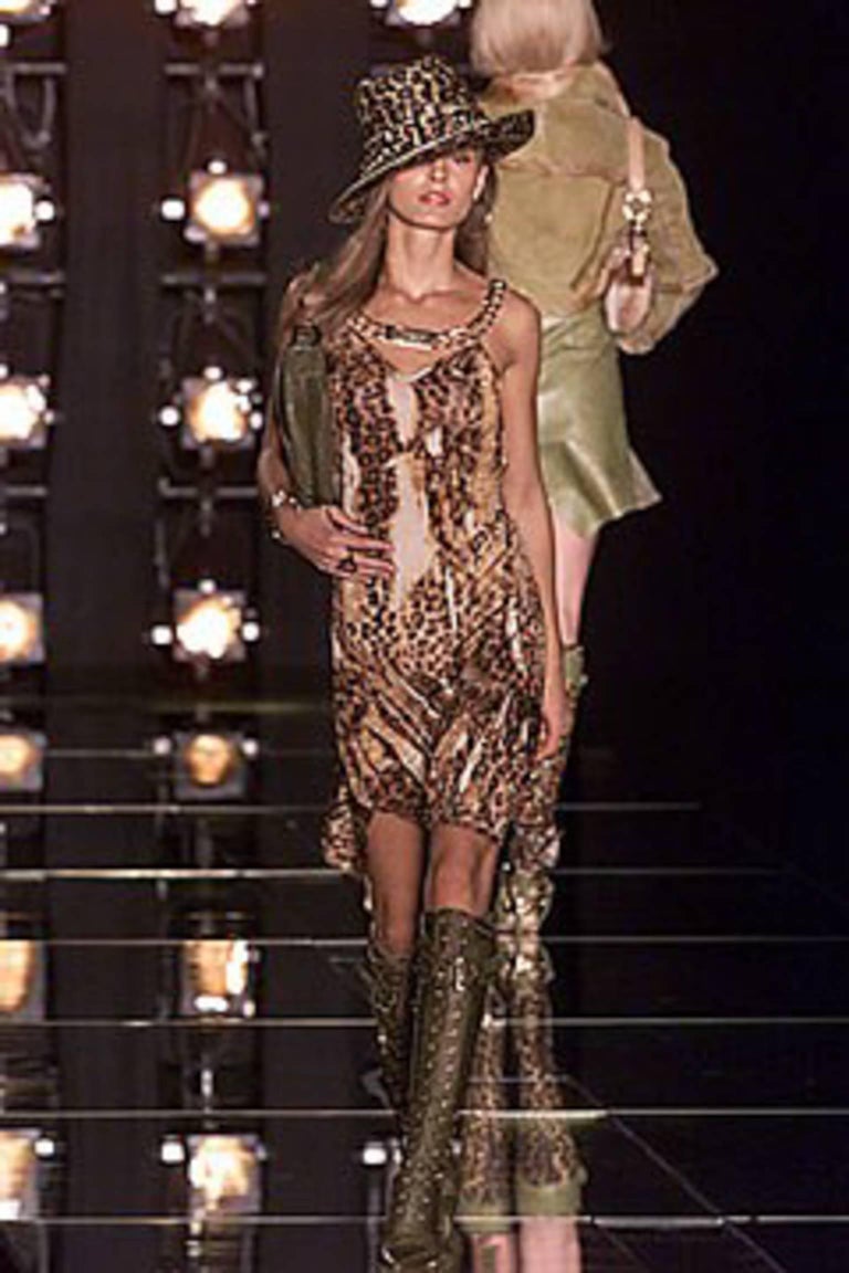 Iconic Dior By Galliano Gold Chain and ID Logo Necklace Leopard Dress ...
