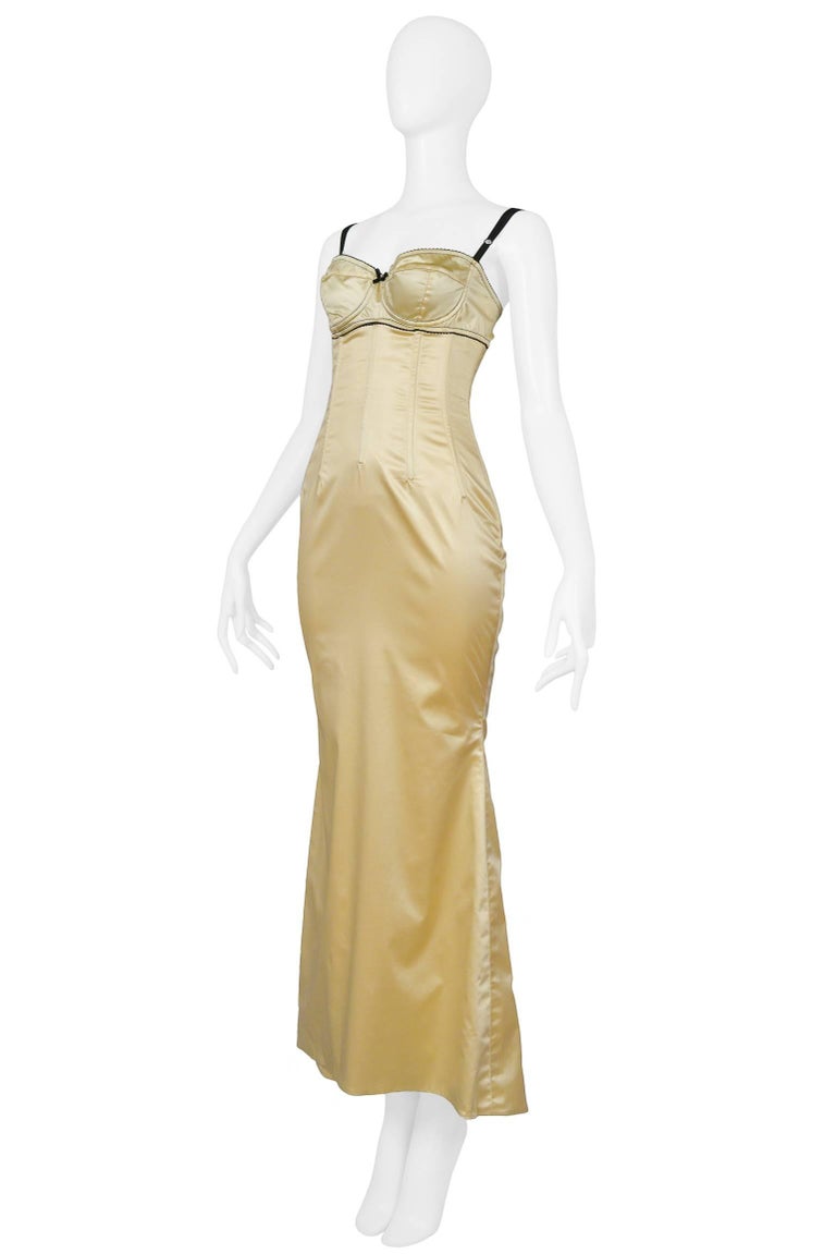 Dolce and Gabbana Pale Yellow Satin Bustier Gown at 1stDibs | yellow ...