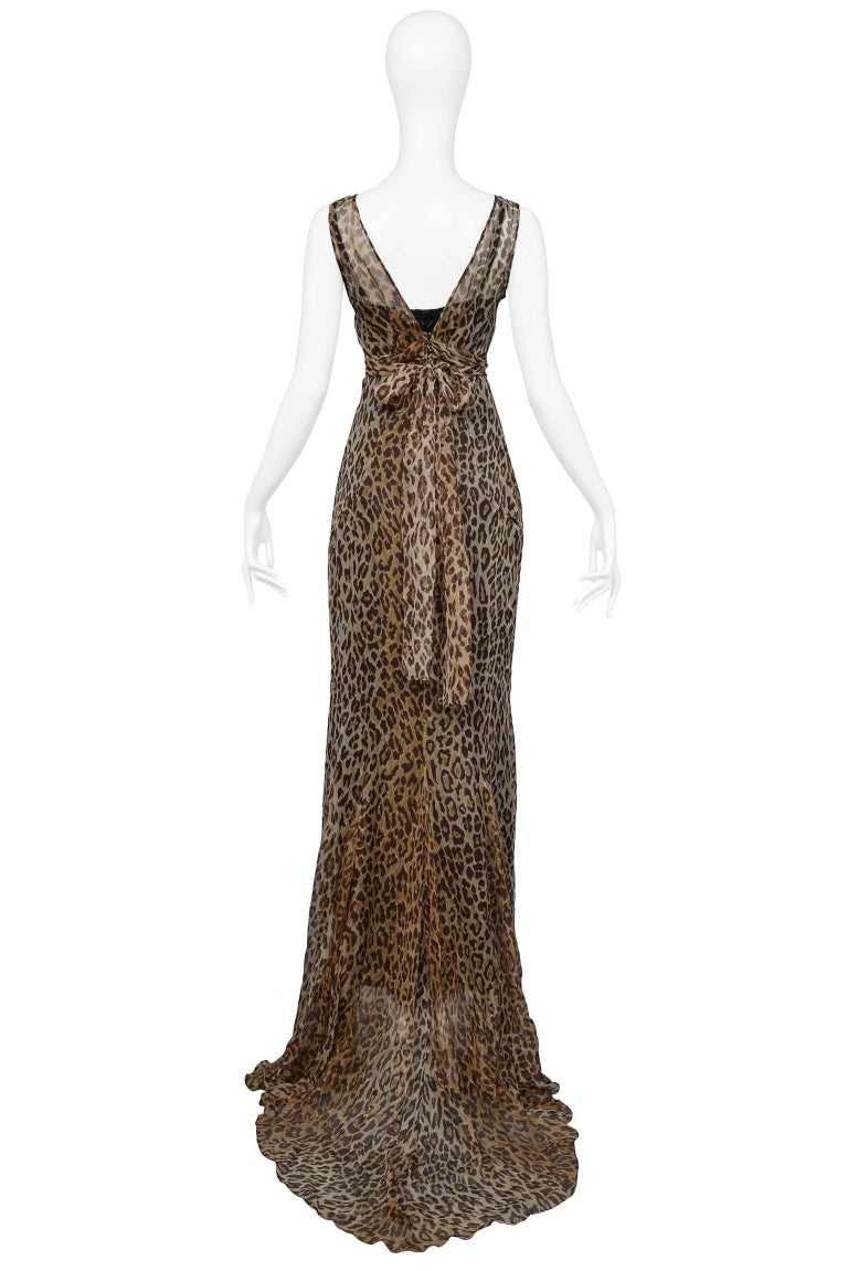 Dolce and Gabbana Leopard Print Statement Evening Gown with Train and ...