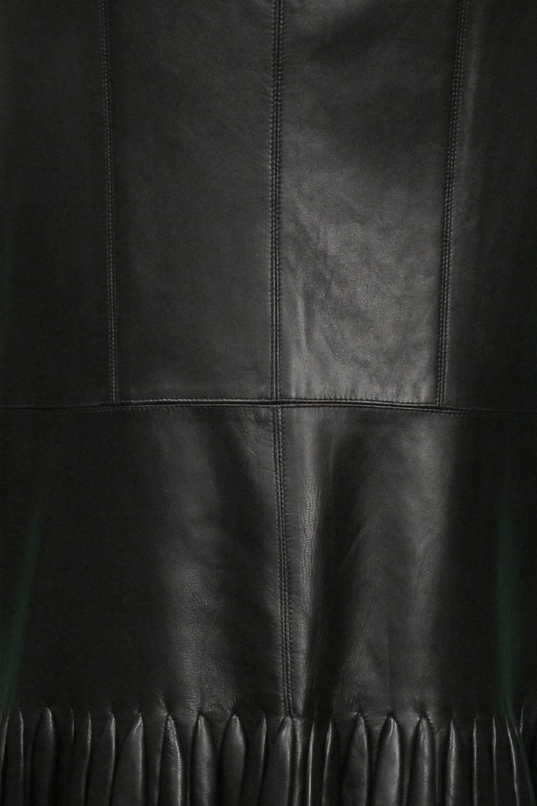 Unusual Vintage Alaia Black Leather Mermaid Skirt with Pleated Hem at ...