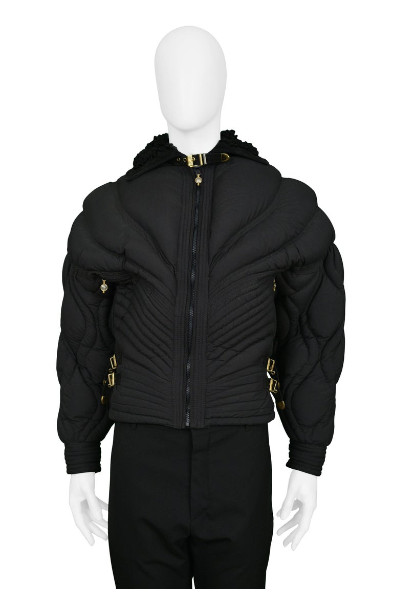Vintage Gianni Versace Black Apres Ski Quilted Puffer Bondage Jacket ...