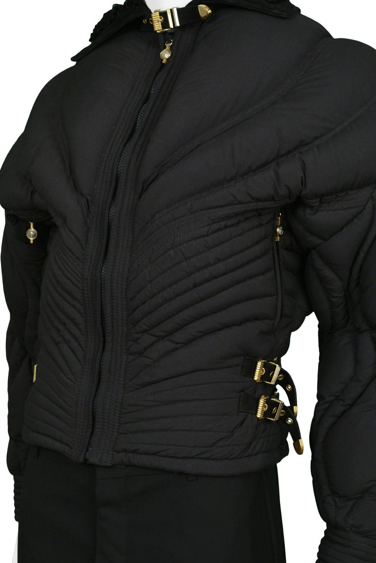 Vintage Gianni Versace Black Apres Ski Quilted Puffer Bondage Jacket ...