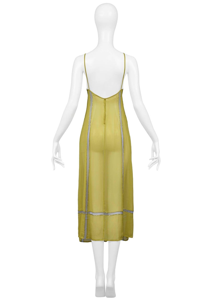 Vintage Prada Chartreuse Chiffon and Beaded Slip Dress 1996 at 1stDibs ...