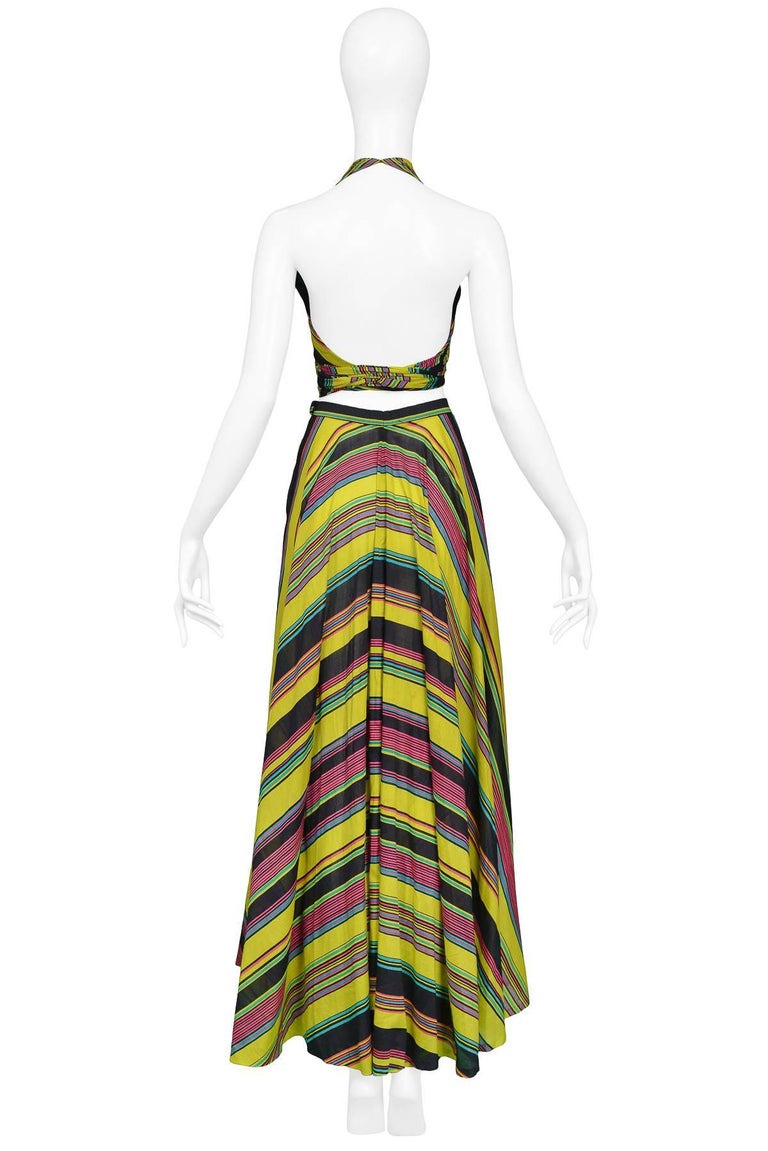 Vintage Yves Saint Laurent YSL Chartreuse Stripe Wrap Ensemble, 1970s ...