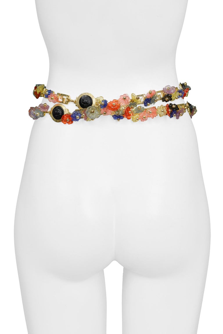 Vintage Gianni Versace 1993 Multicolor Floral Charm and Black Medusa ...