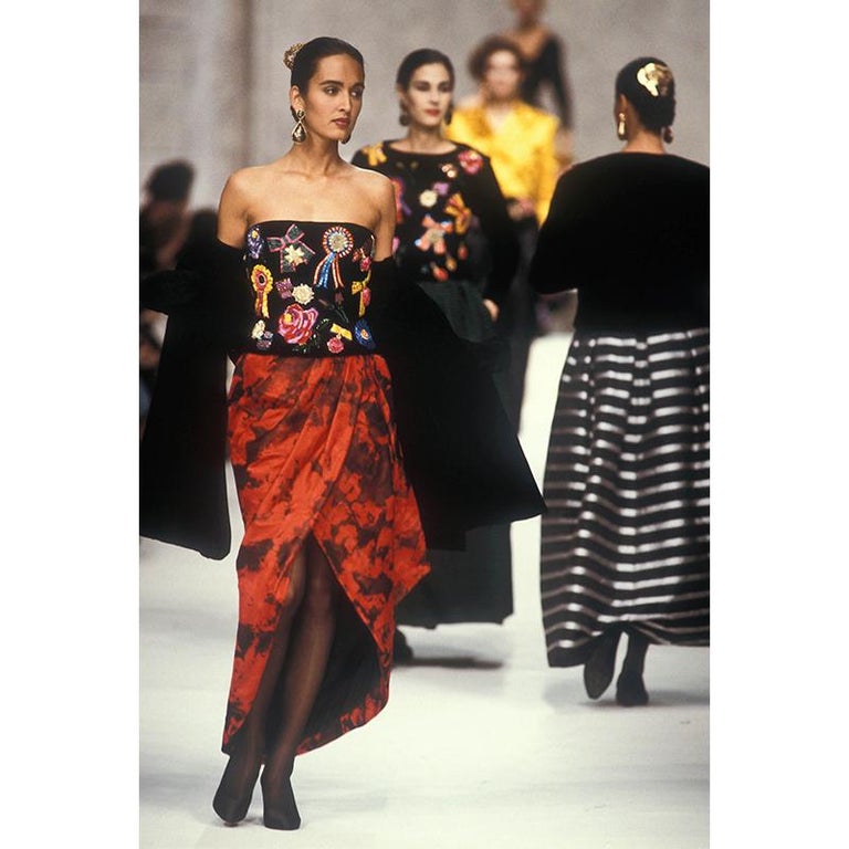 Vintage Christian Dior FW 1988 Floral and Ribbon Appliqué Bustier at ...