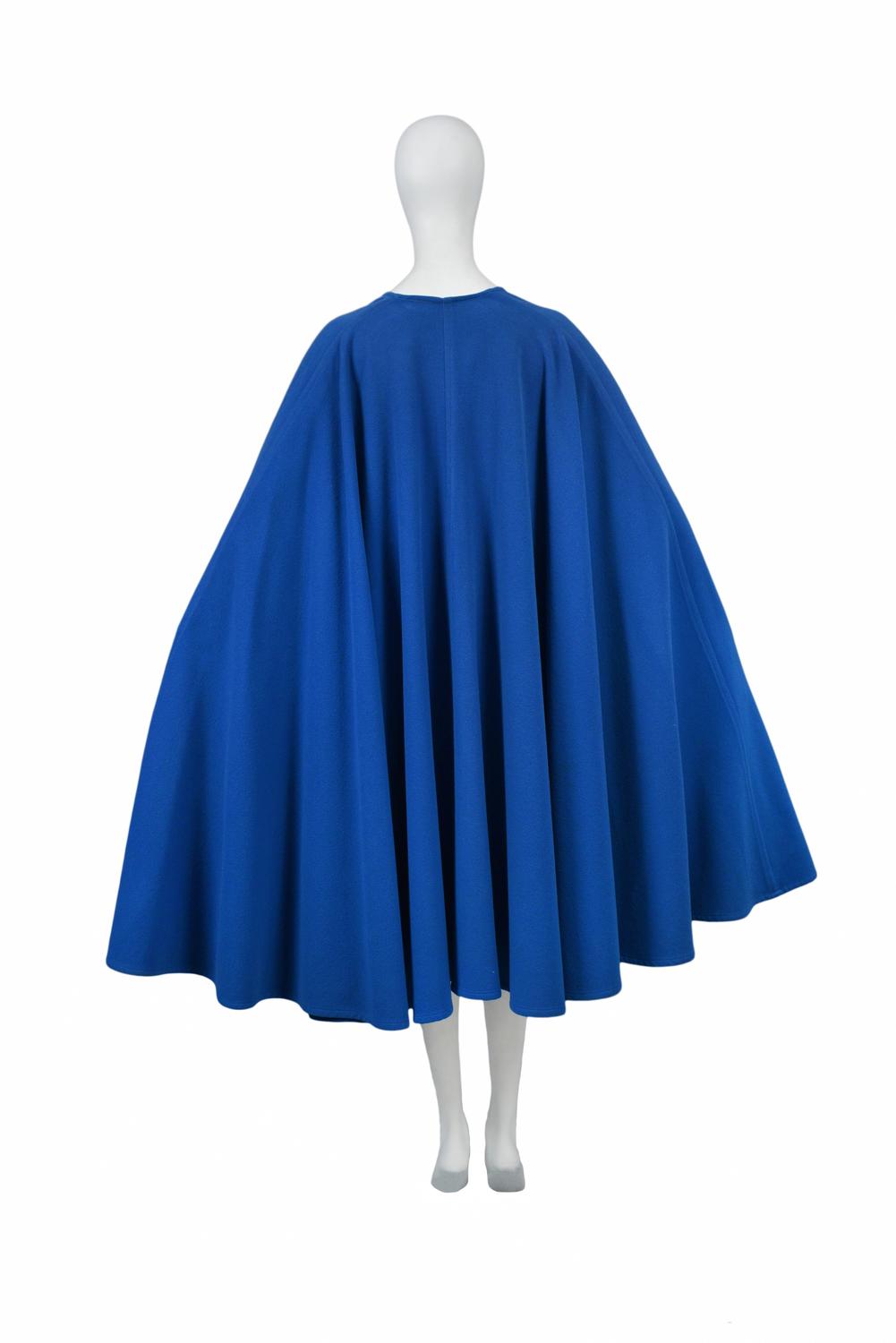 Yves Saint Laurent Blue Wool Cape For Sale at 1stdibs