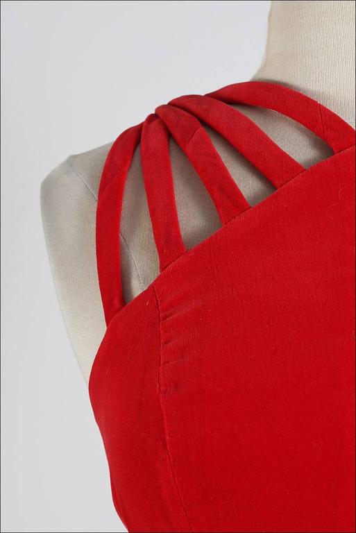 Vintage 1950s Mindy Ross Red Velvet Cocktail Dress at 1stDibs | ross ...