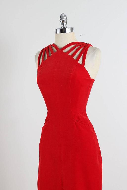 Vintage 1950s Mindy Ross Red Velvet Cocktail Dress at 1stDibs | ross ...