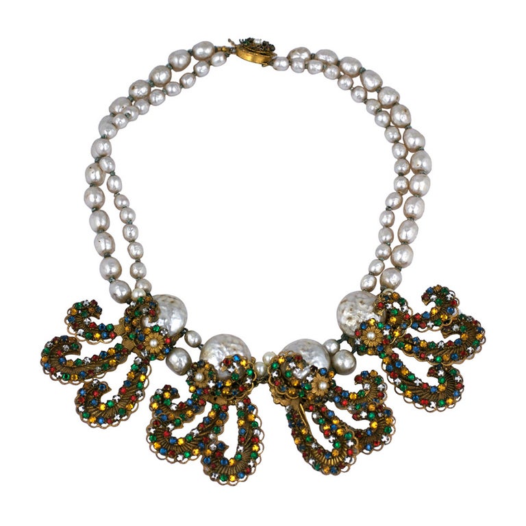 Miriam Haskell Anglo Indian Festoon Necklace For Sale at 1stDibs