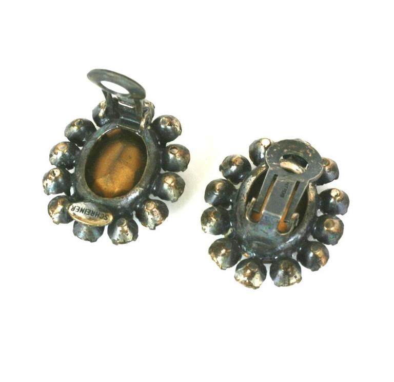 Schreiner Faux Sapphire Earclips, ex Collection of DD Ryan For Sale at ...