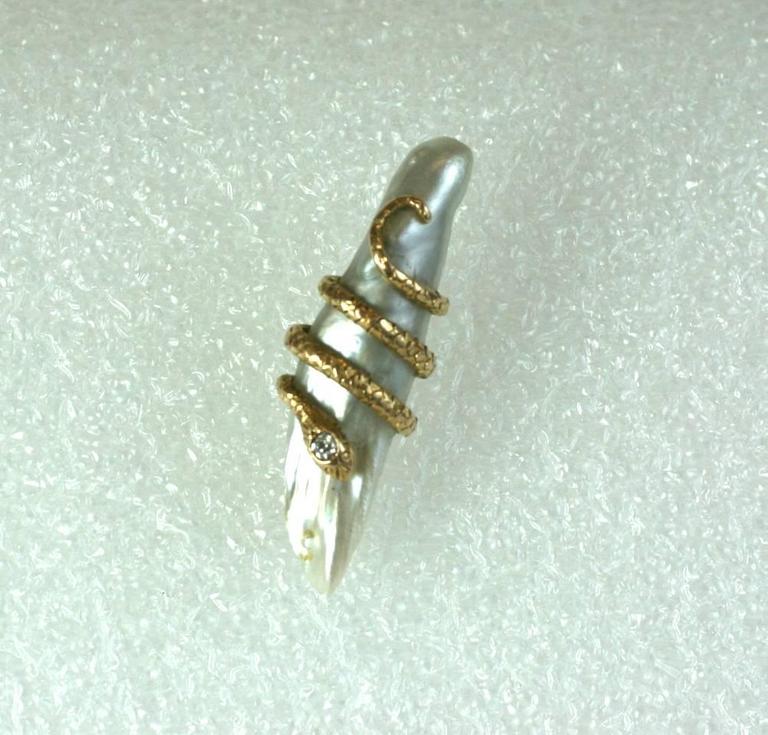 Victorian Entwined Snake on Natural Pearl For Sale at 1stDibs