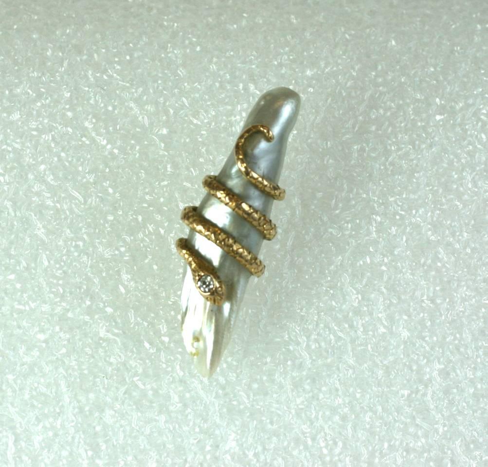 Victorian Entwined Snake on Natural Pearl For Sale at 1stdibs