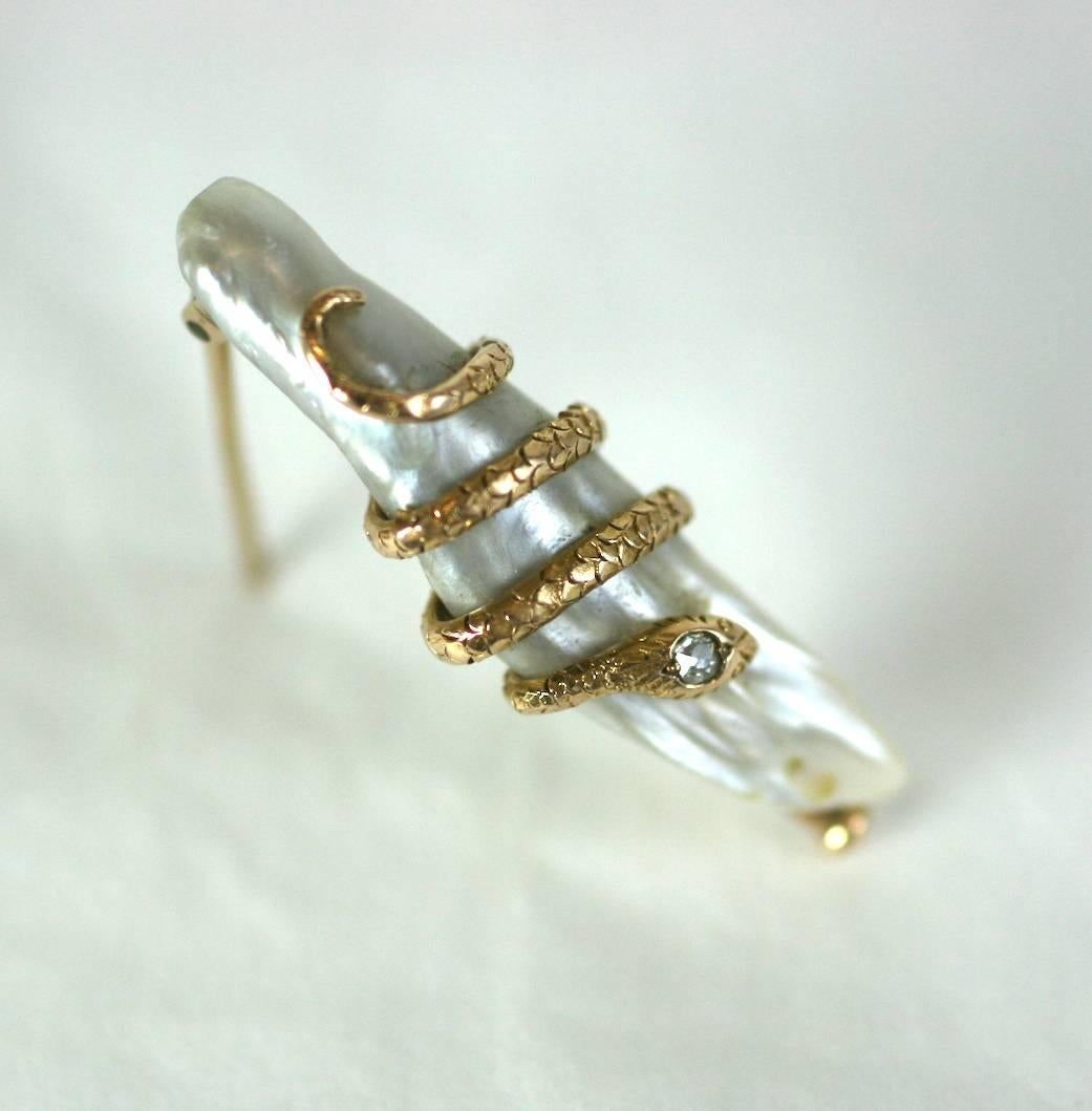 Victorian Entwined Snake on Natural Pearl For Sale at 1stDibs