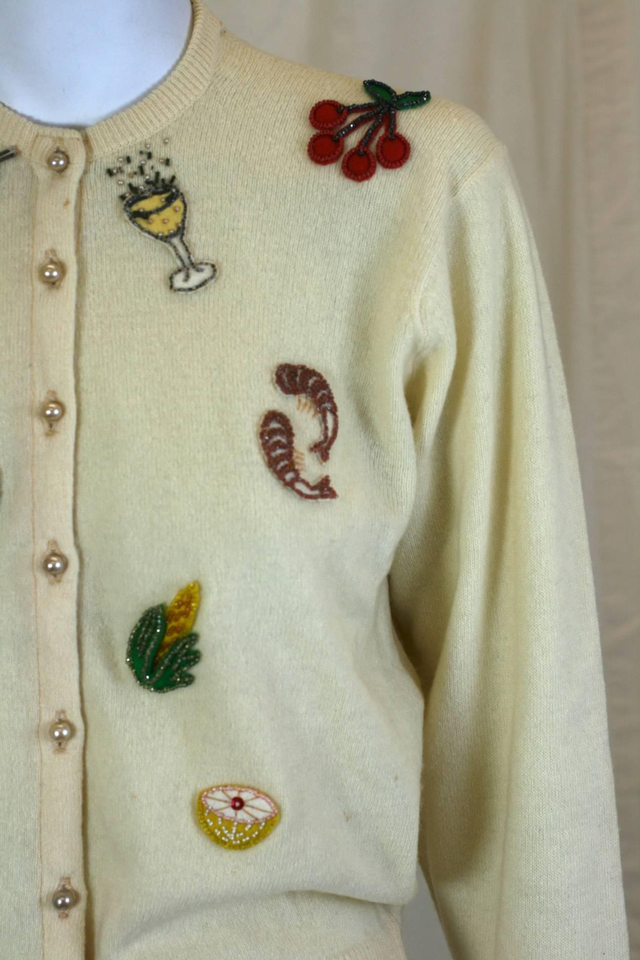 1950's "Cocktail Hour" Cardigan at 1stDibs