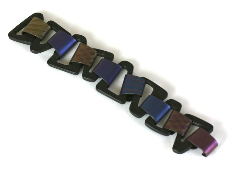 Post Modern Wood and Titanium Link Bracelet For Sale at 1stDibs