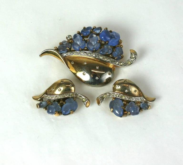 Trifari Alfred Phillipe Blue Opal Fruit Salad Parure For Sale at 1stDibs