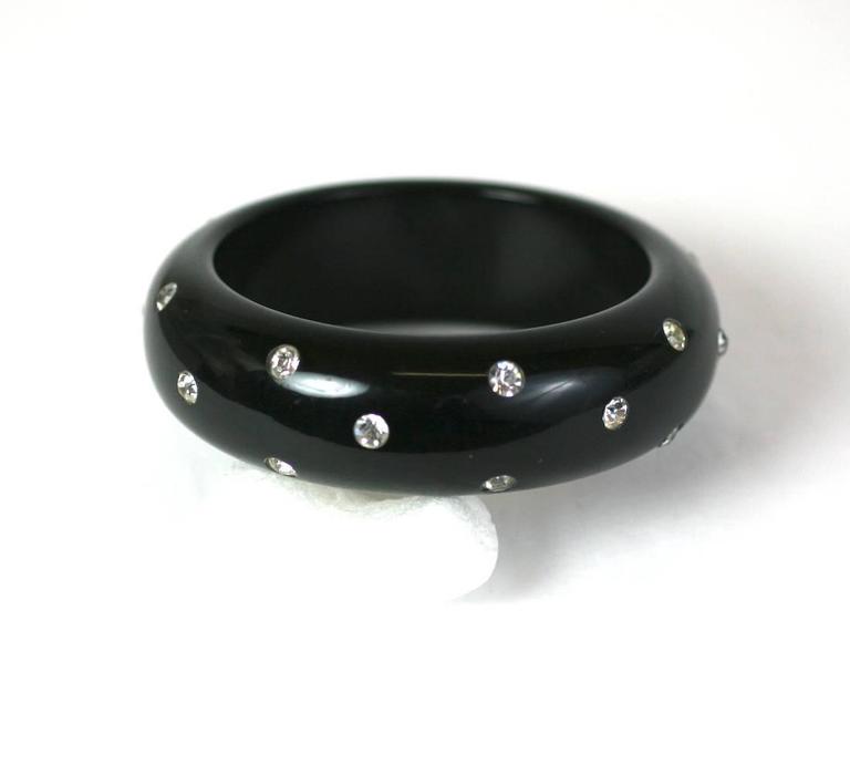 Black Bakelite Bangle with Crystals at 1stDibs | black bakelite ...