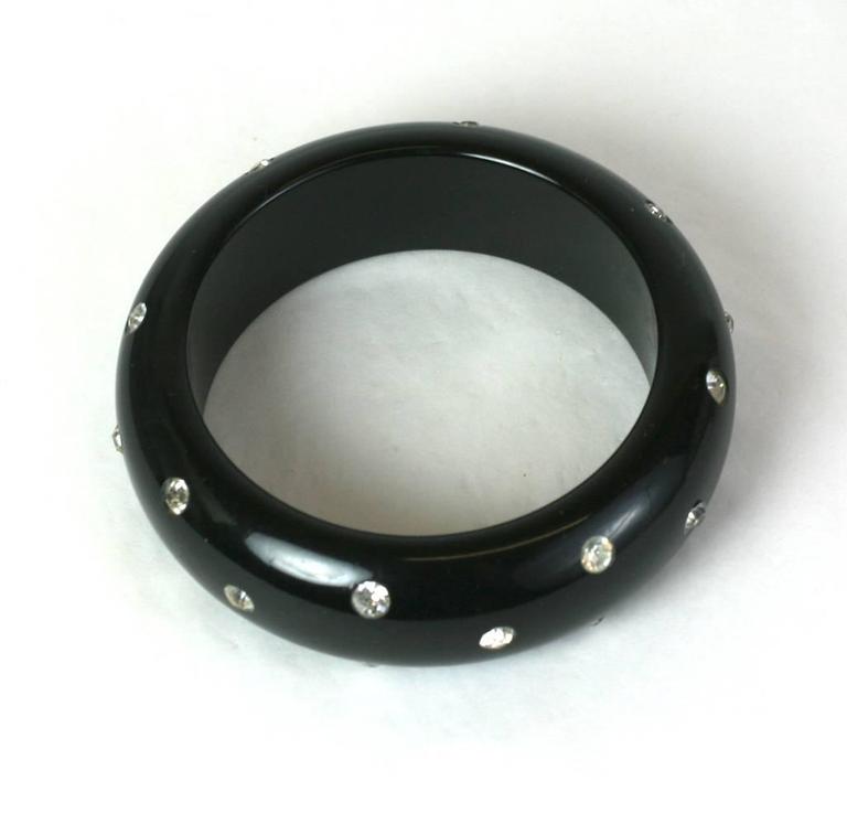 Black Bakelite Bangle with Crystals at 1stDibs | black bakelite ...