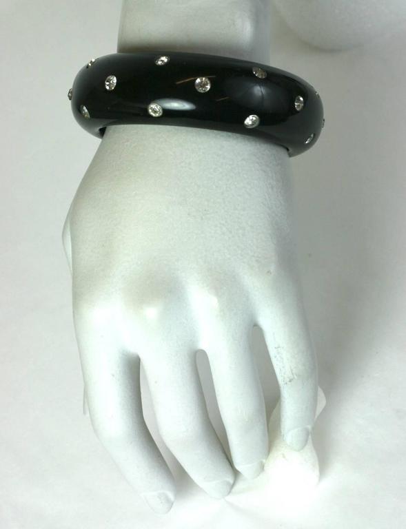 Black Bakelite Bangle with Crystals at 1stDibs | black bakelite ...