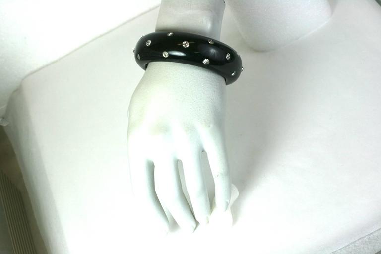 Black Bakelite Bangle with Crystals at 1stDibs | black bakelite ...