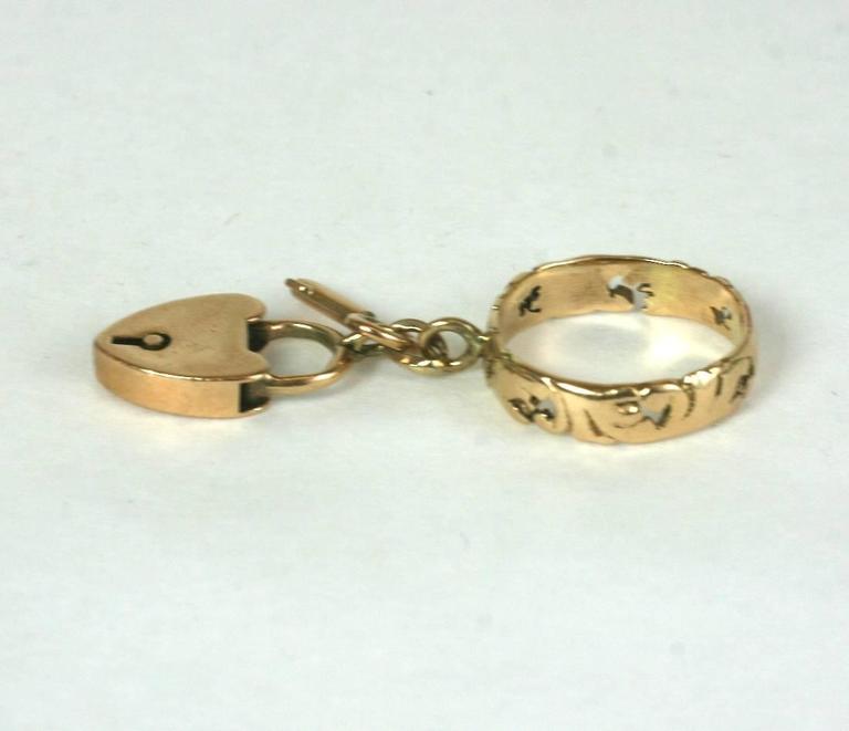 Charming Lock and Key Charm Ring For Sale at 1stDibs | gold lock charm