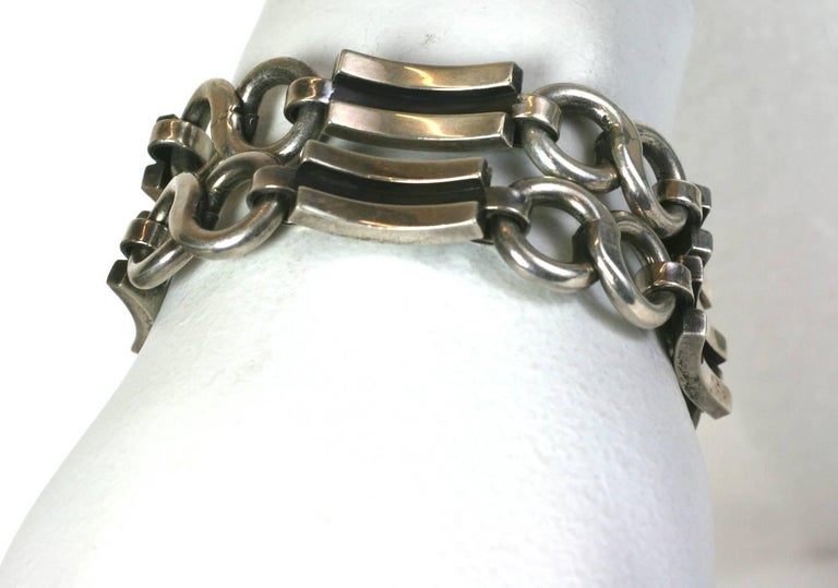 Pair of Modernist Sterling Bracelets, with Necklace Option For Sale at ...