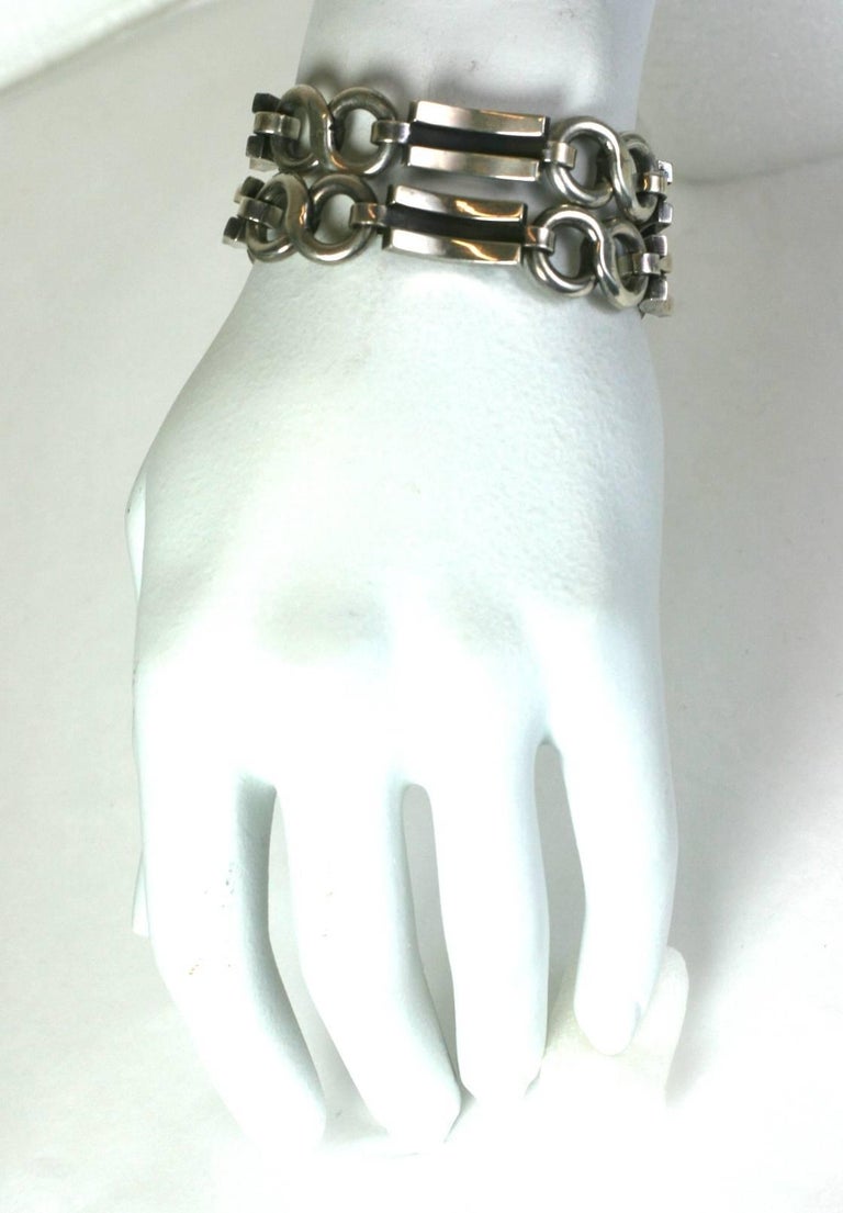 Pair of Modernist Sterling Bracelets, with Necklace Option For Sale at ...