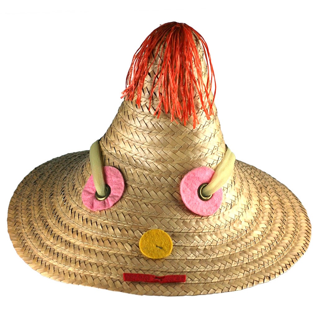 Charming Figural Italian Straw Hat at 1stDibs