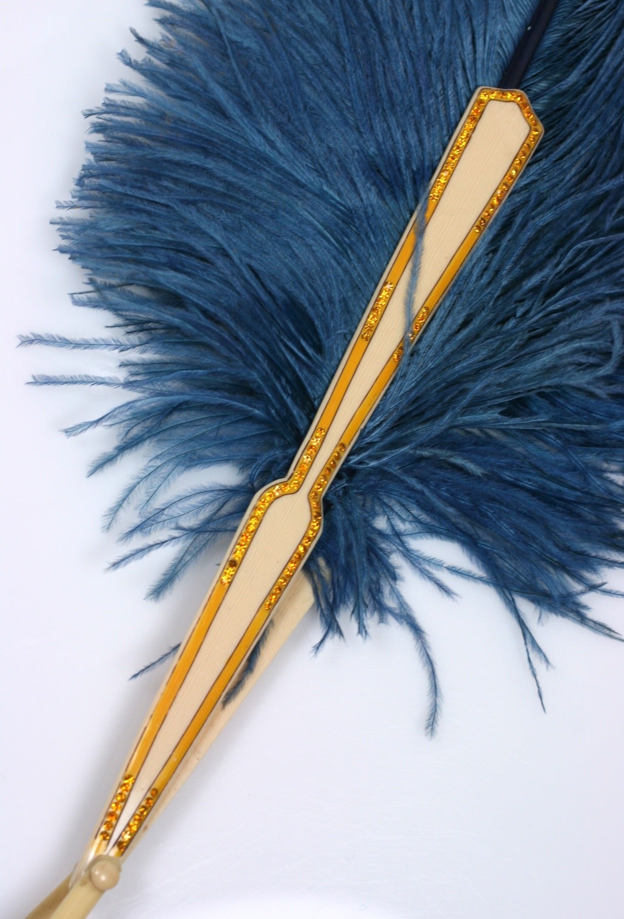 Celluloid Ostrich Flapper Fan at 1stDibs
