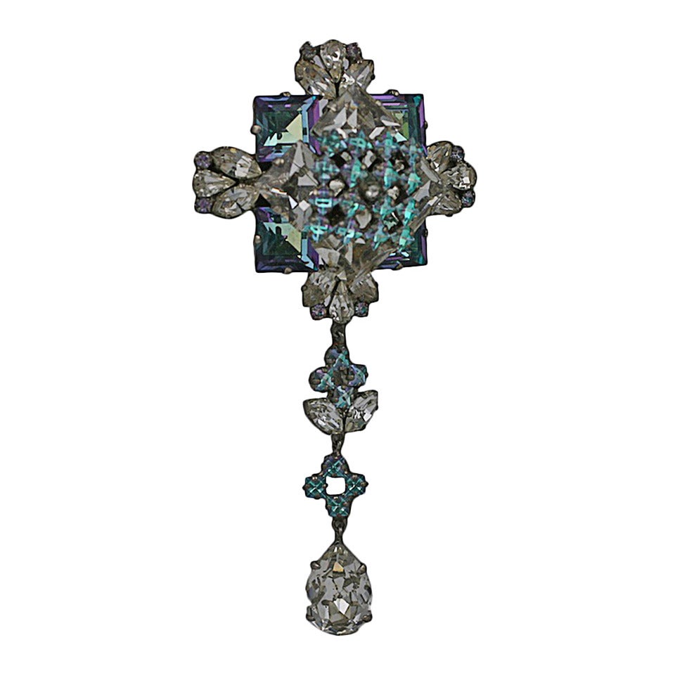 Silver Paste Glass ca 1900 Brooch For Sale at 1stDibs
