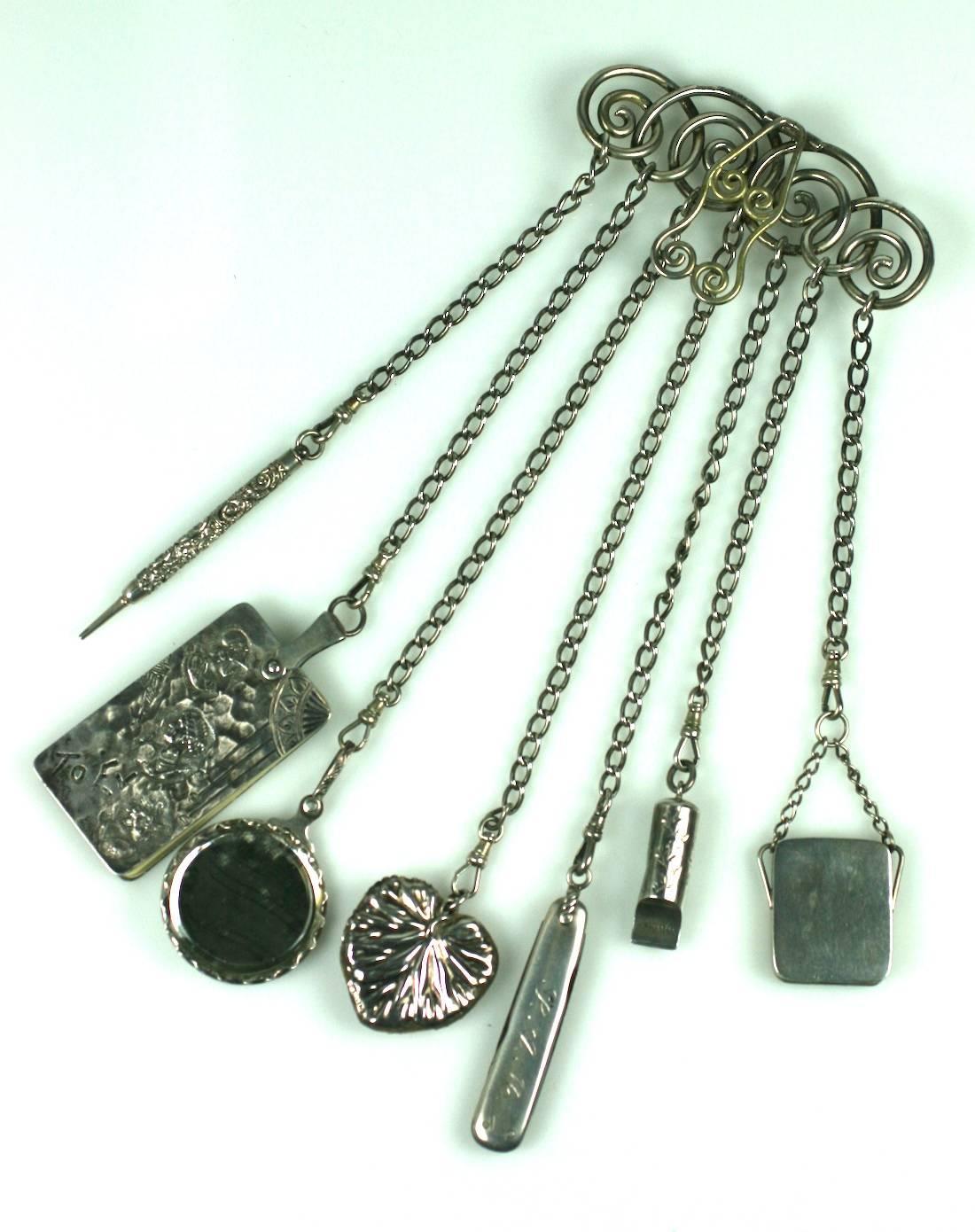 Lovely Victorian Sterling Chatelaine For Sale at 1stdibs