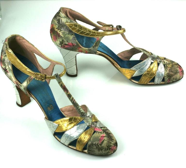 Art Deco Lame and Gilt Kid Evening Shoes at 1stDibs | art deco shoes ...
