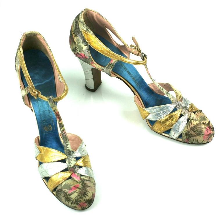 Art Deco Lame and Gilt Kid Evening Shoes at 1stDibs | art deco shoes ...