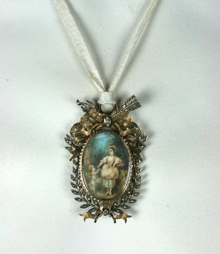 19th Century French Miniature Pendant at 1stDibs