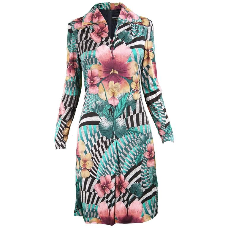 Leonard Paris Bold Floral Print Vintage Synthetic Jersey Knit, 1970s ...