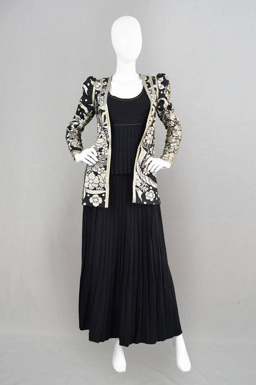 1970s Bill Gibb Vintage Three Piece Pleated Skirt Suit with Embroidered ...