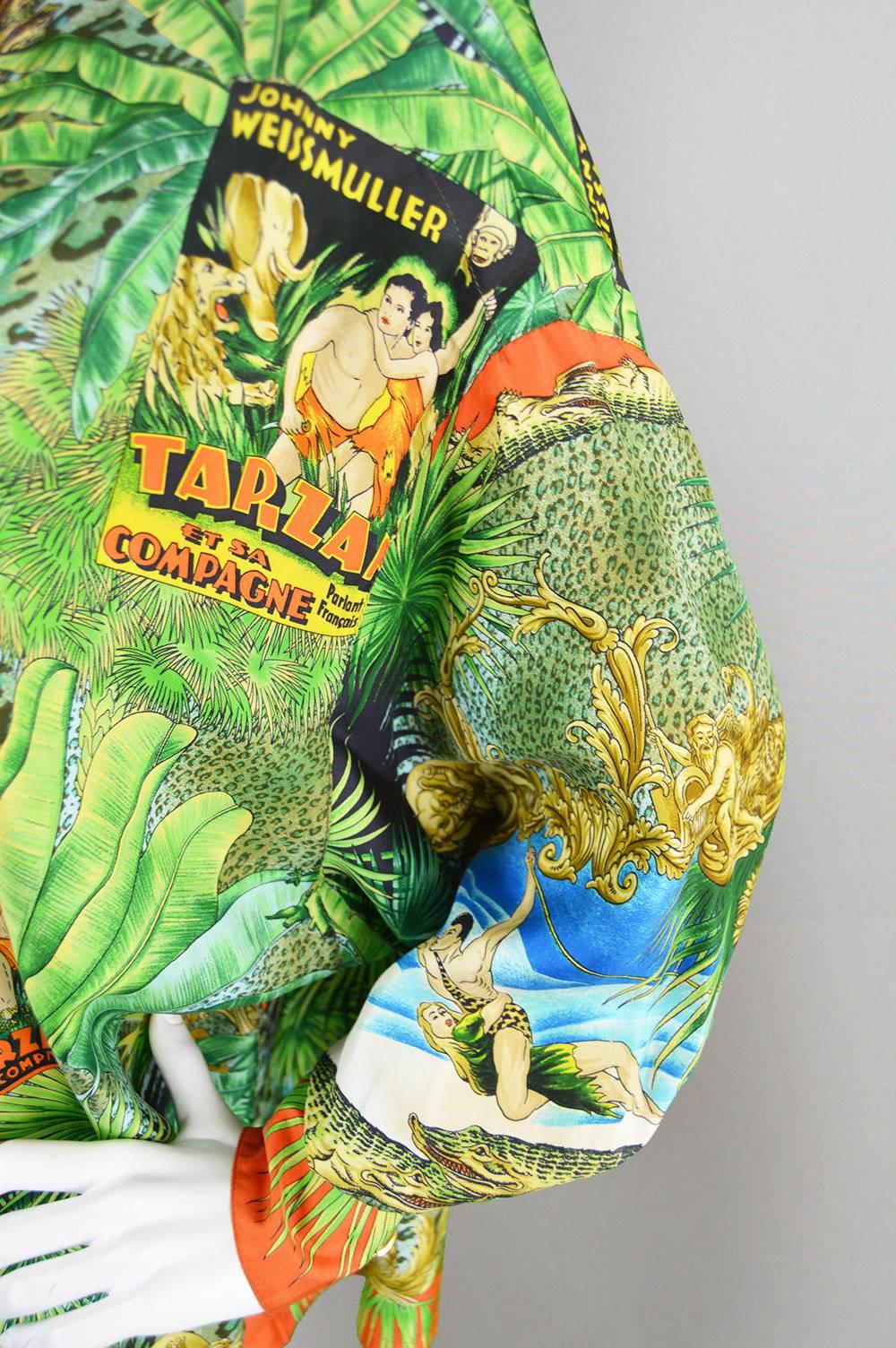 1993 Gianni Versace Couture Iconic Tarzan Print Silk Shirt For Sale at ...