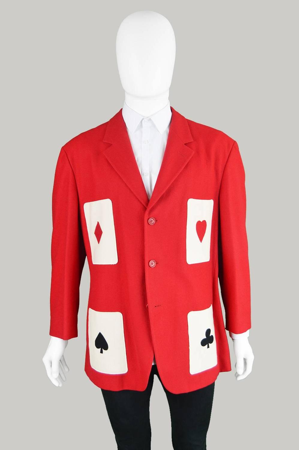 Moschino Men's Eccentric Red Playing Card Jacket, 1990s. For Sale at ...