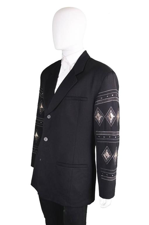 Calugi E Giannelli Men's Black Pure Wool Jacket with Armor Plate ...