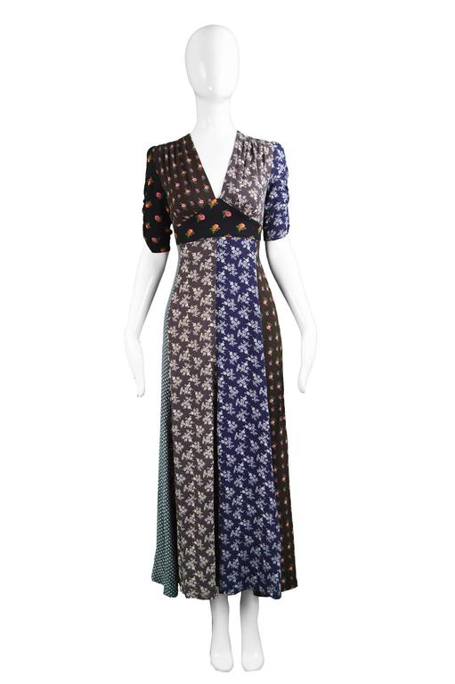 Lee Bender for Bus Stop Vintage Floral Patchwork Maxi Dress, 1970s For ...