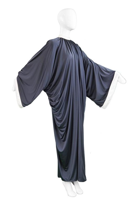 Yuki Draped Jersey Monastic Grey Kimono Sleeve Evening Gown, 1970s For ...