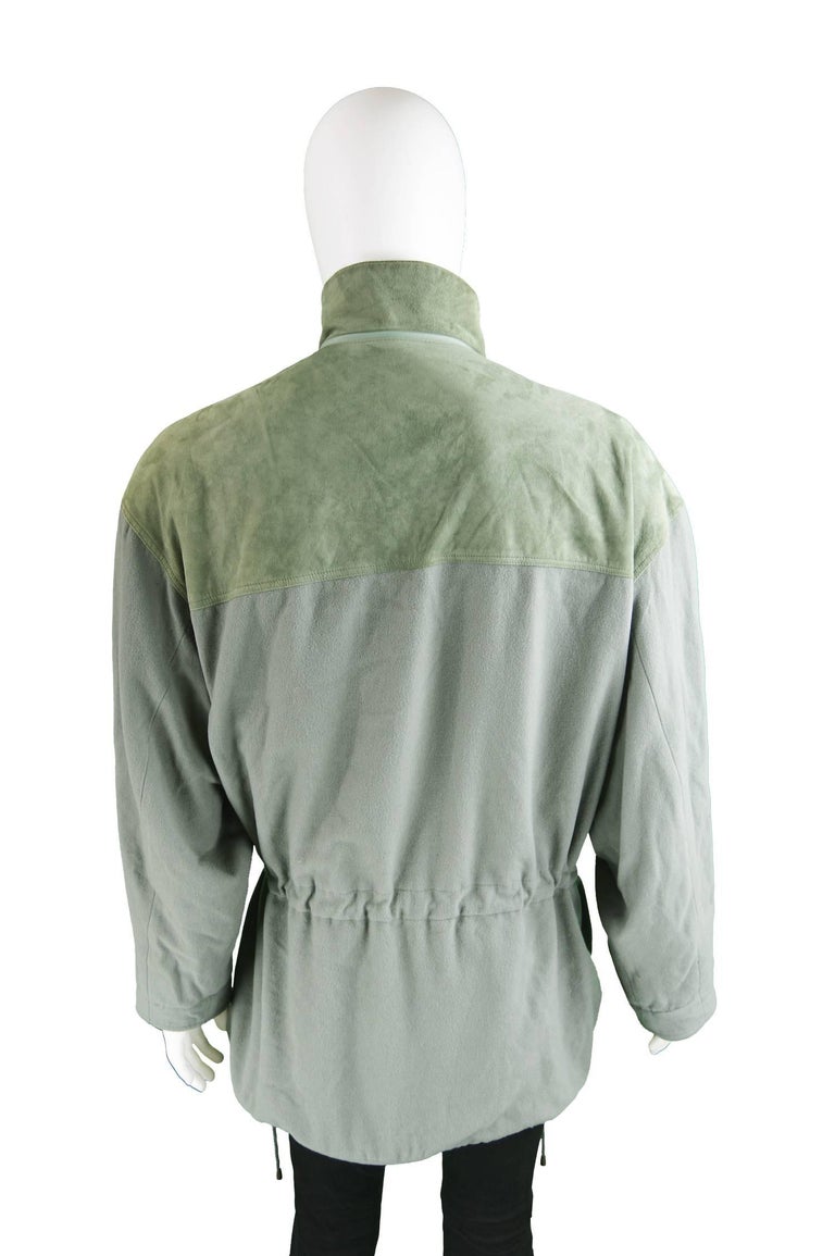 Seldon by Francois Martin Mens Cashmere, Wool and Suede Green Parka ...